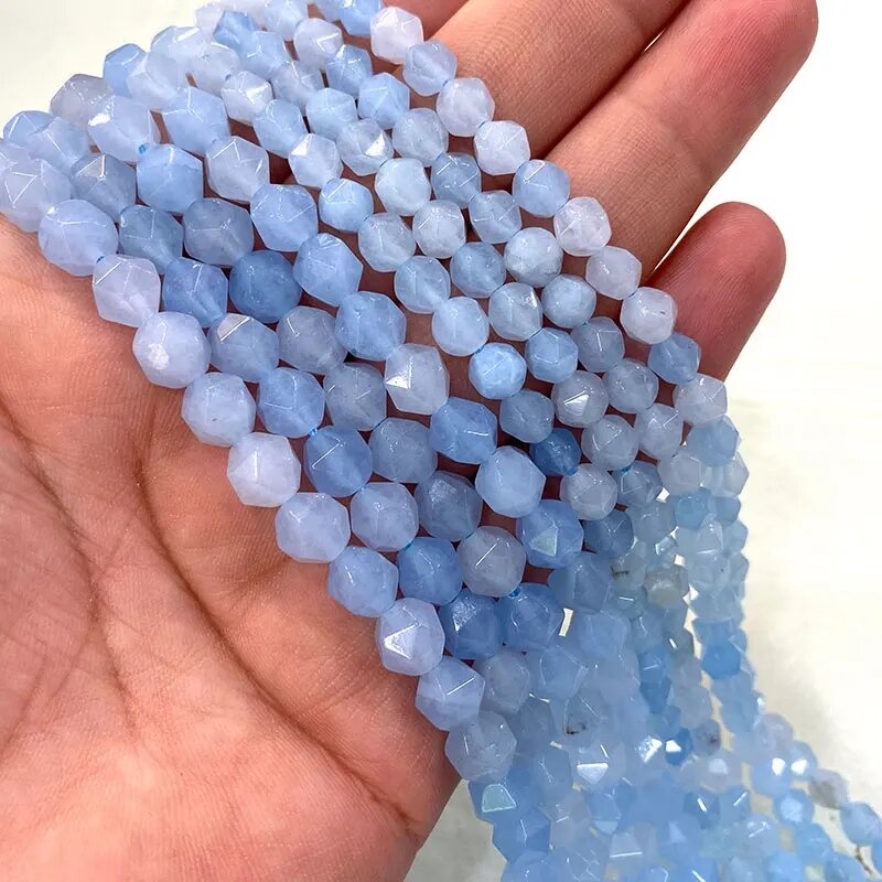 Бусины халцедона голубые, 8 мм, sky blue chalcedony