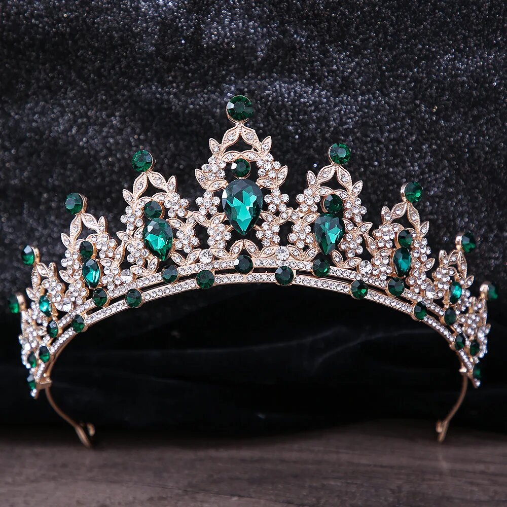 DIEZI хрустальная корона для волос Изумрудный, gold green