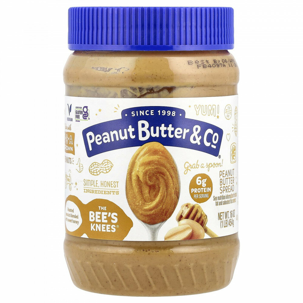 Peanut Butter & Co, Арахисовая паста, пчелиные колени, 454 г (16 унций)