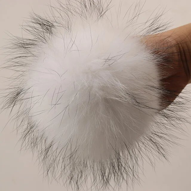Меховой помпон лисы DANKEYISI Белый, white black mink