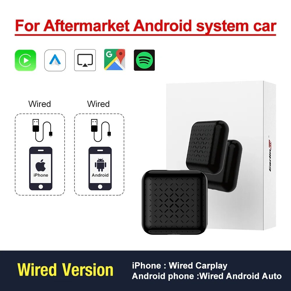 Беспроводной активатор Carlinkit CarPlay и Android Auto, проводной USB-ключ AI Box для Android, радиоприемник, Bluetooth-зарядное устройство Mirrorlink