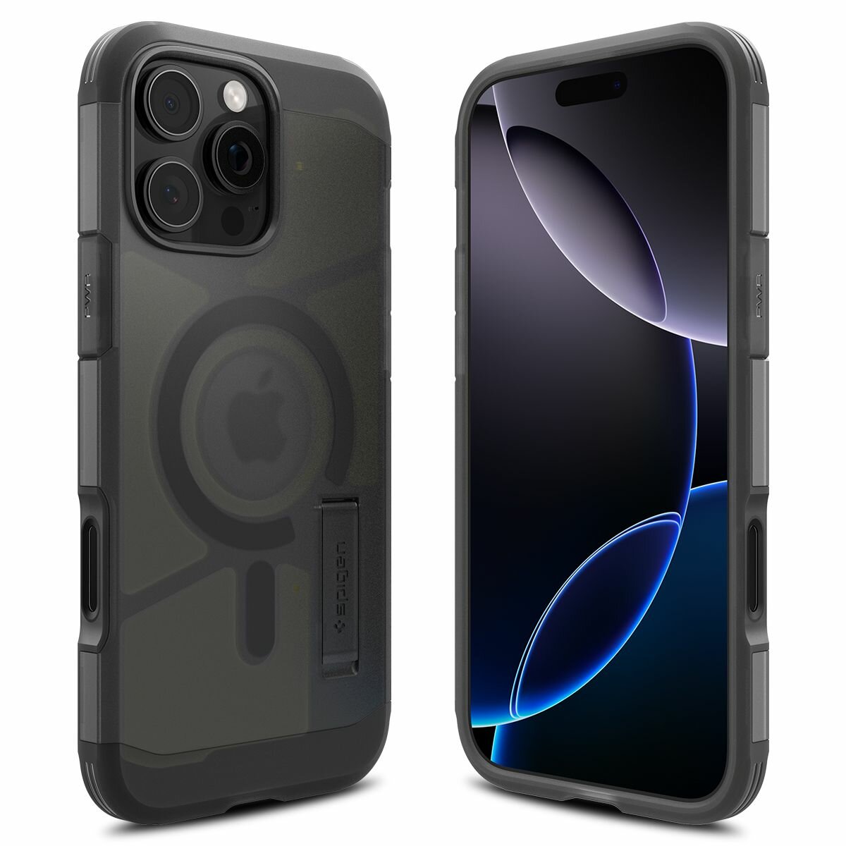 Чехол Spigen на Apple iPhone 16 Pro (ACS09072) Tough Armor T MagSafe / Спиген для Айфон 16 Про MagSafe с подставкой , противоударный, с защитой камеры, черный