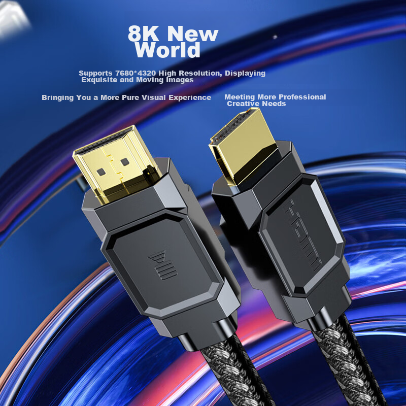 Kaibor Single Crystal Copper-Plated Silver HDMI Cable 2.1 Version, 4K240Hz 8K60Hz, High-Definition Audiophile Video Cable, for Connecting Computer, Set-Top Box, TV, Monitor, Theater, And Engineering Wiring