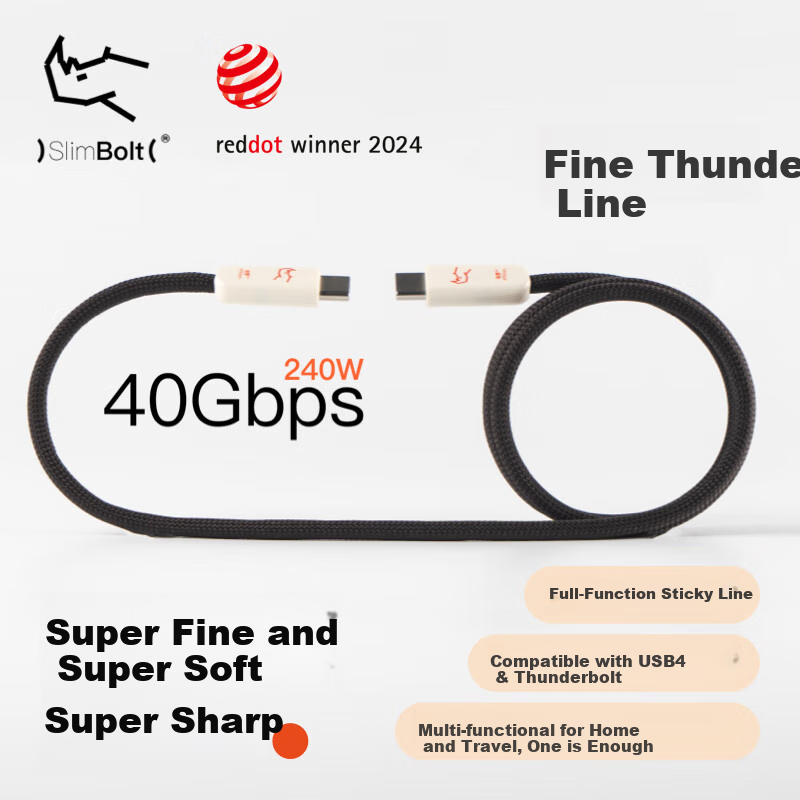 CANDYSIGN Sugar Factory Compatible with Thunderbolt 4 Data Cable USB4 Full-Featured 240W Fast Charging Type-C Shadow Black Thunder Line Macbook Huawei 8K Video Casting Line Fast Charging Line