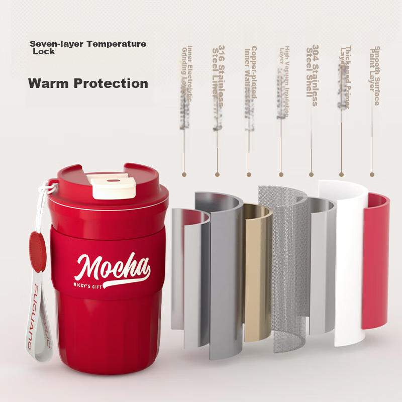 Fuguang Coffee Mug, 316L Stainless Steel Insulated Cup, Stylish Outdoor Portable Car Water Bottle for Men And Women