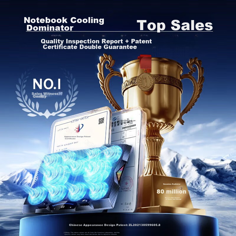 VENIDER [Instant 65°C Cooling] Laptop Cooling Pad, Gaming Laptop Cooling Device, Handheld Tablet Stand, Wind Pressure Water Cooling Fan, Suitable for Lenovo, Alienware, Lenovo Legion