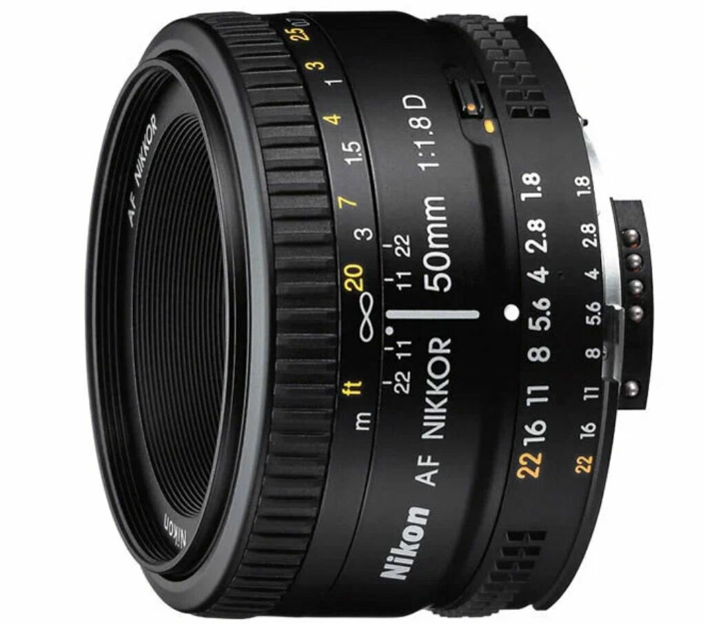 Объектив Nikon 50mm f/1.8D AF Nikkor, черный, фикс, автоматическая фокусировка
