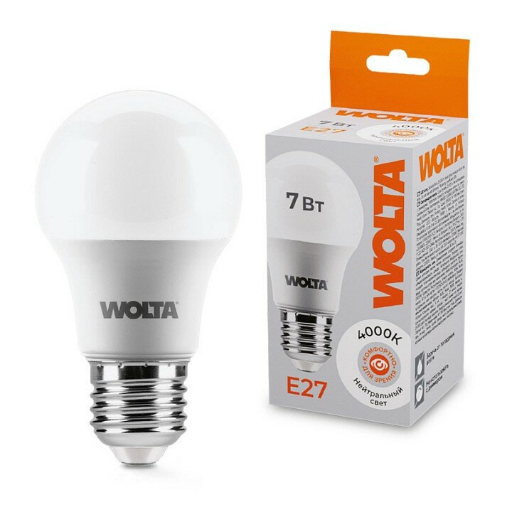 Лампа светодиодная Wolta E27 7Вт 4000K 25S55BL7E27