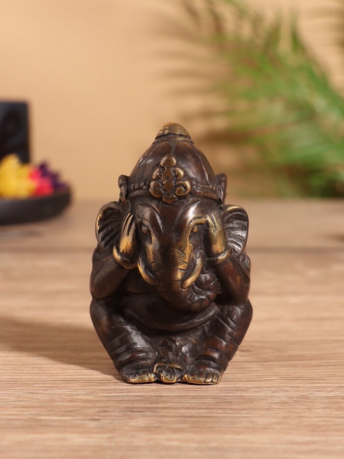 Фигурка «Ганеша Размышления», 5×5×8 см, бронза