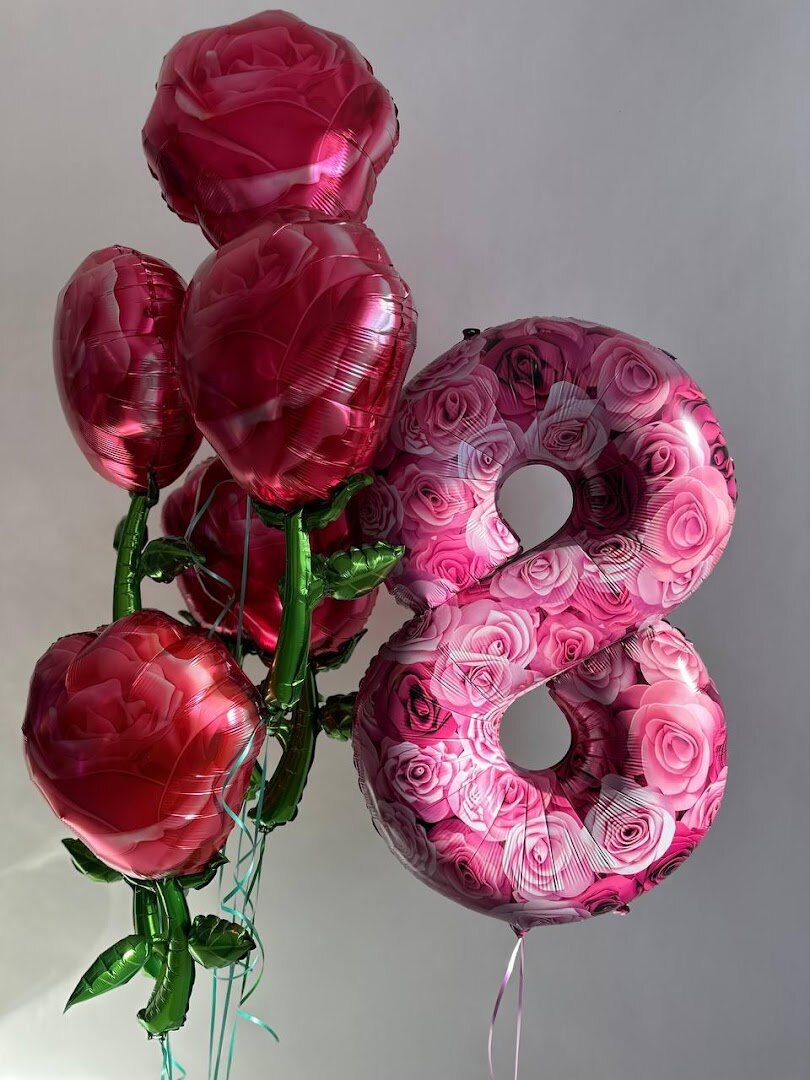 Воздушные шары с гелием, шарики воздушные на 8 марта №2149