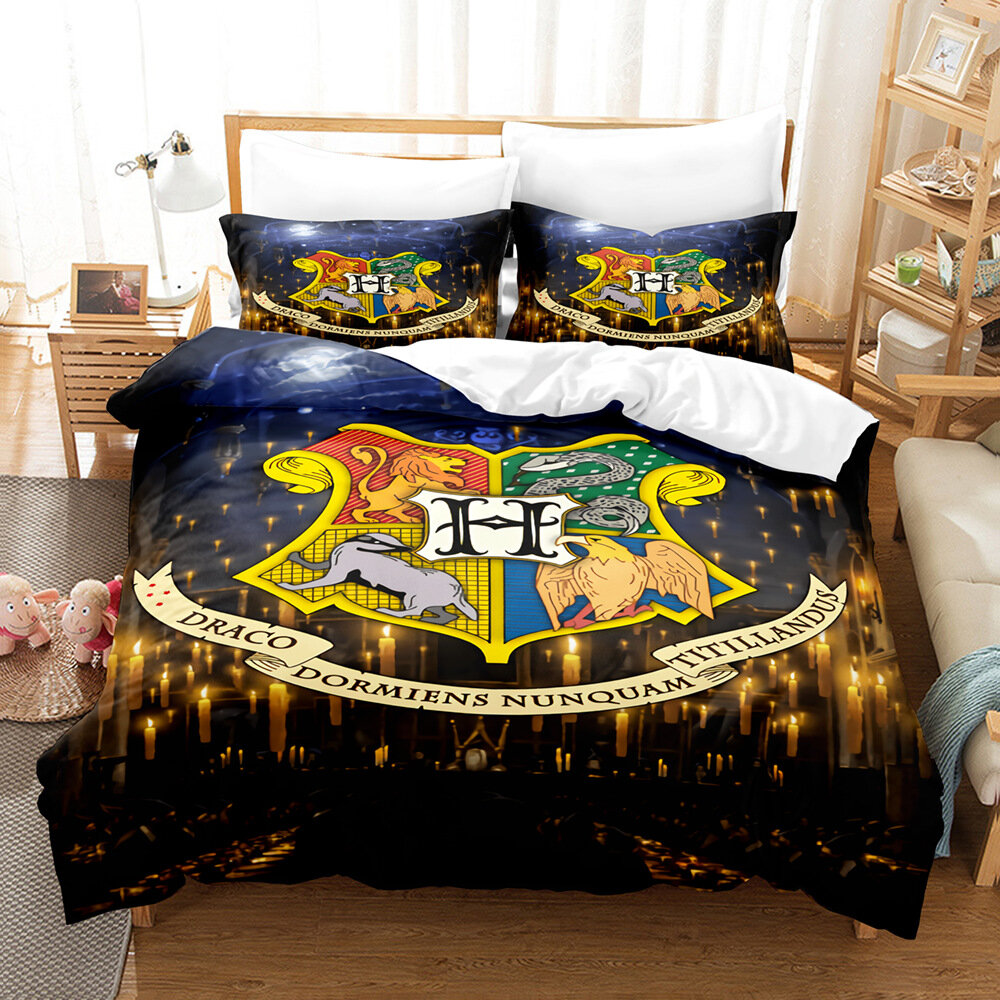 Комплект постельного белья из трех предметов с героями серии «Гарри Поттер» с цифровой печатью, комплект постельного белья с героями мультфильмов разных размеров