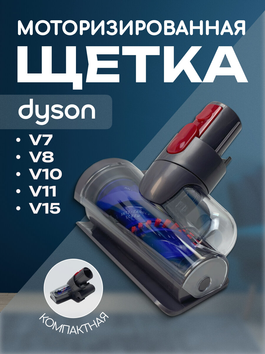 Мини-щетка Run Energy Anti-Tangle Screw для пылесосов Dyson V7, V8, V10 V11 V15 с защитой от наматывания шерсти и волос