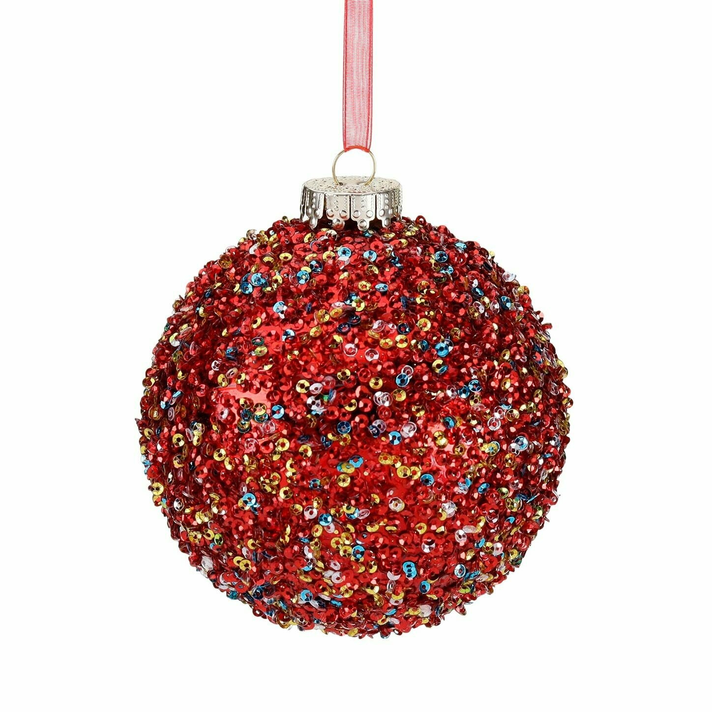 Шар GOODWILL M&G с бисером красный с цветным 10 см (набор 2 шт)