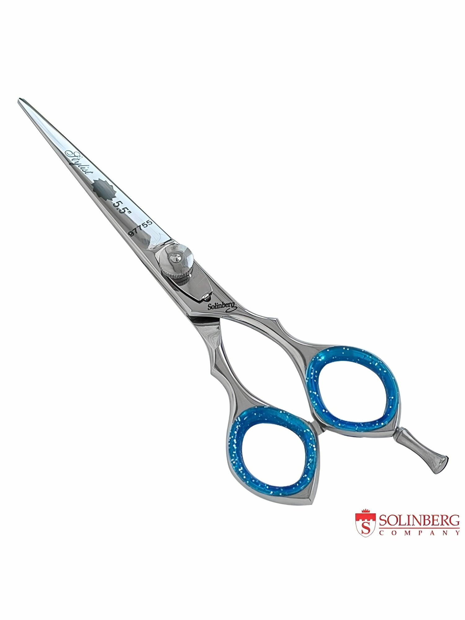 Ножницы парикмахерские Solinberg "Stylist" 97755, прямые, стандартная заточка, выносной винт, съемный упор, 5,5".
