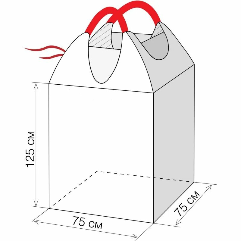Биг Бэг 2-х стропный, 75x75x125 см, верх-юбка, дно глухое, 1886182