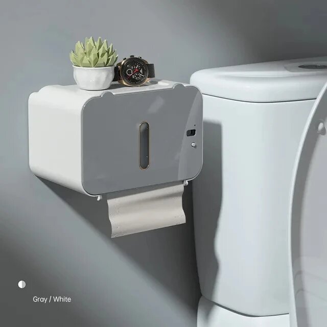 Держатель для туалетной бумаги с полкой Automatic Gray