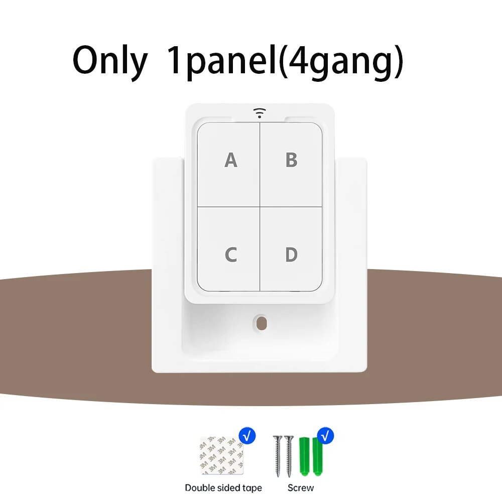 Беспроводной выключатель 4gang, Цвет: 1panel(4gang)
