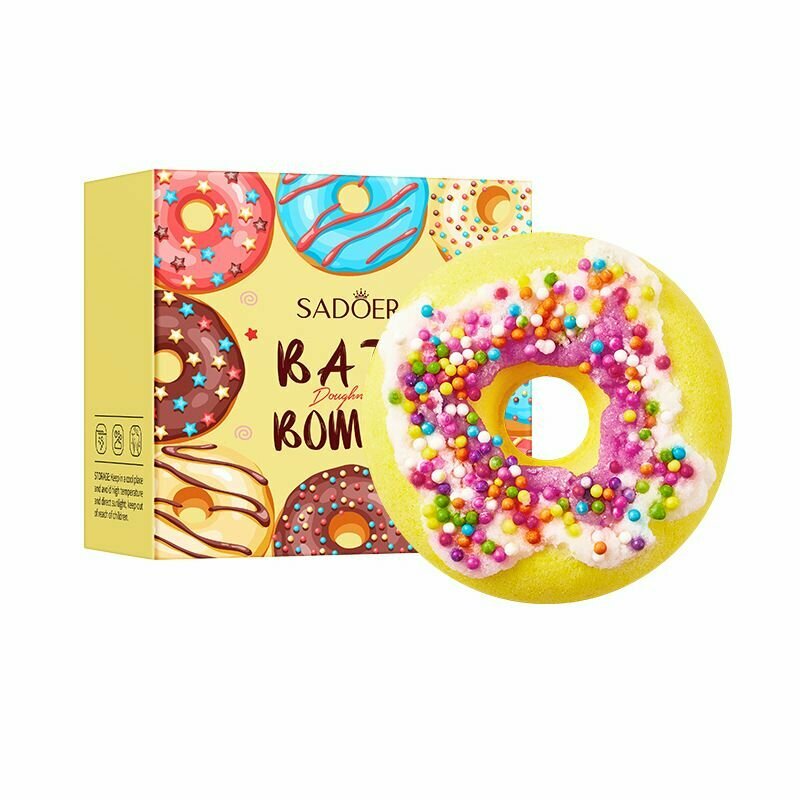 Бомбочка для ванны SADOER "Макарон-пончик", нежная очистка тела