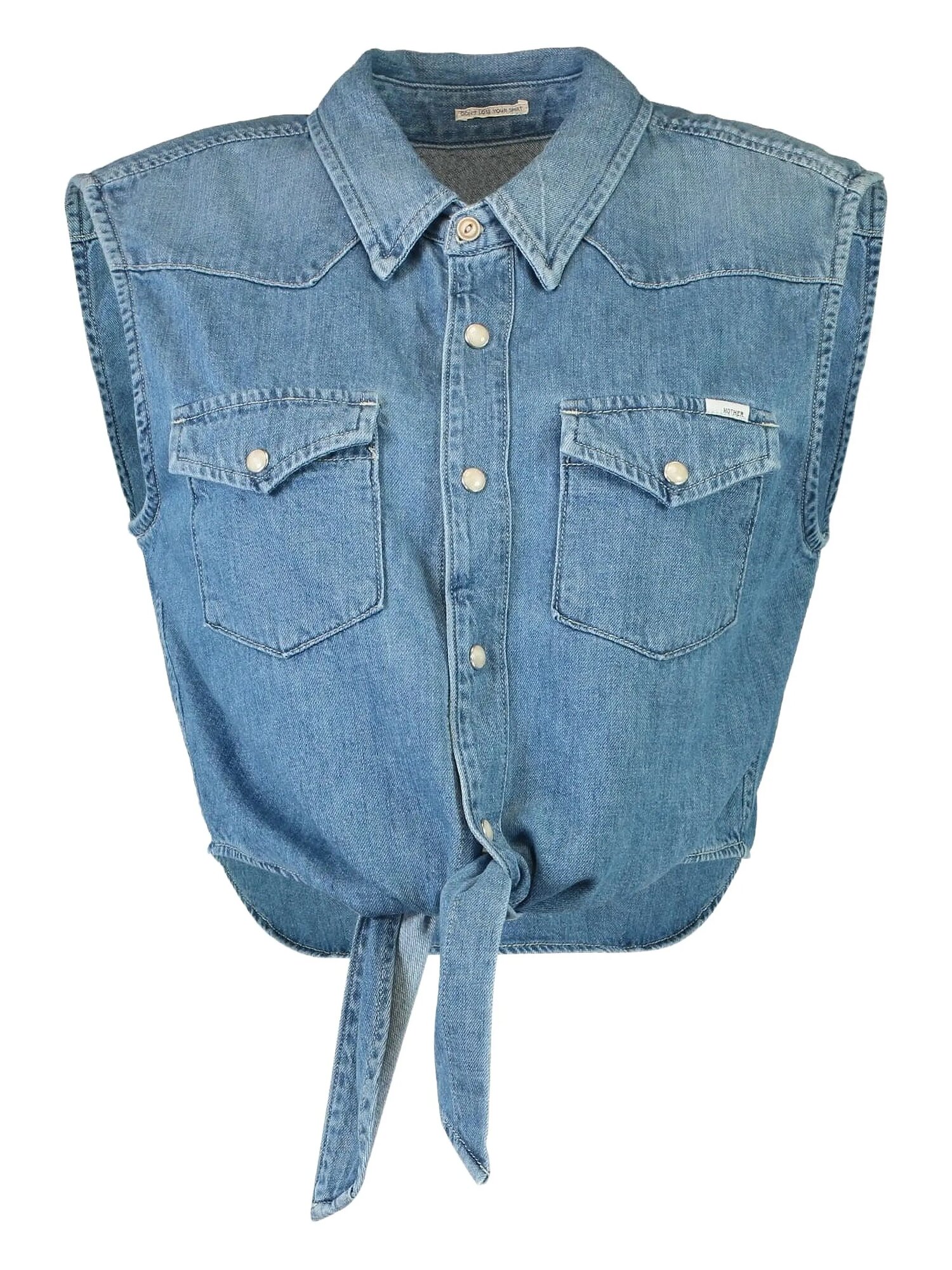 Топ Knotted sleeveless denim top