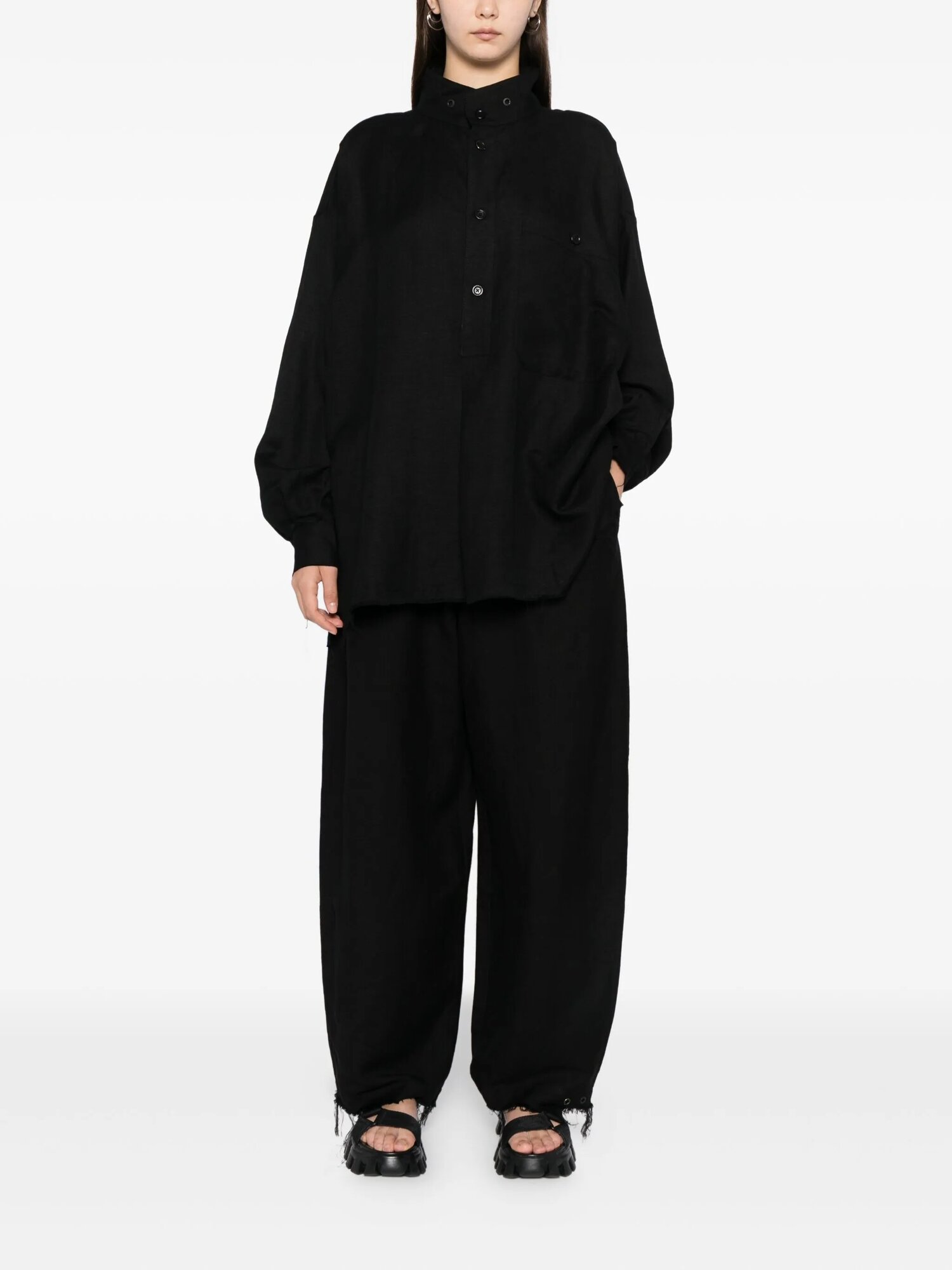 Рубашка TEAM WANG Draped Acceptance, размер 48, black / black — фото 1