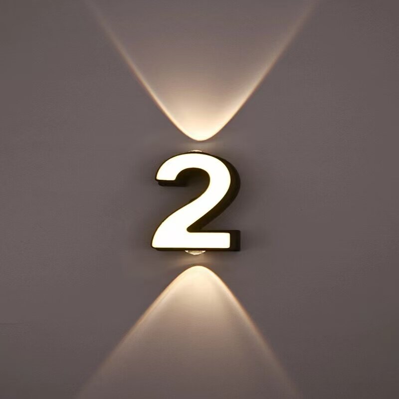 Подсветкой Число "2”, номер для дома с LED подсветкой и защитой от дождя, номер для улицы, для сада, дачи