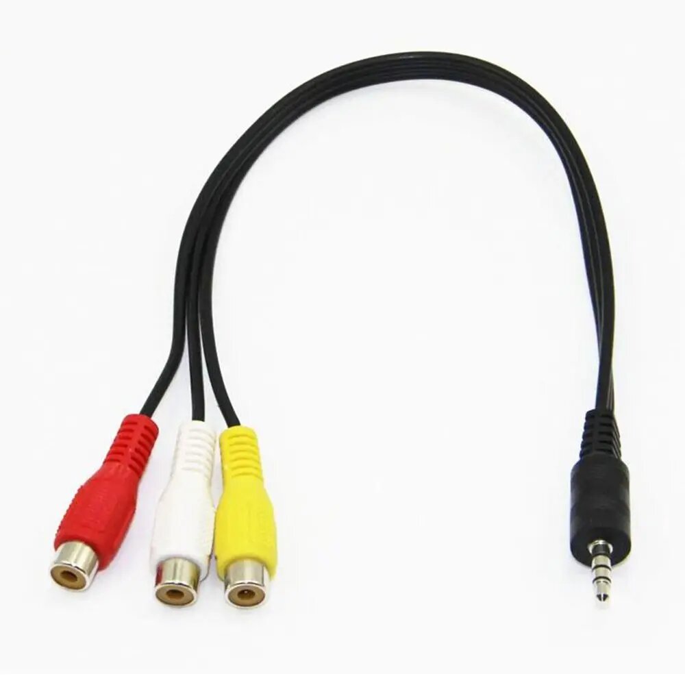 Удлинительный видеокабель Mini AV TO 3 RCA черный 28 см