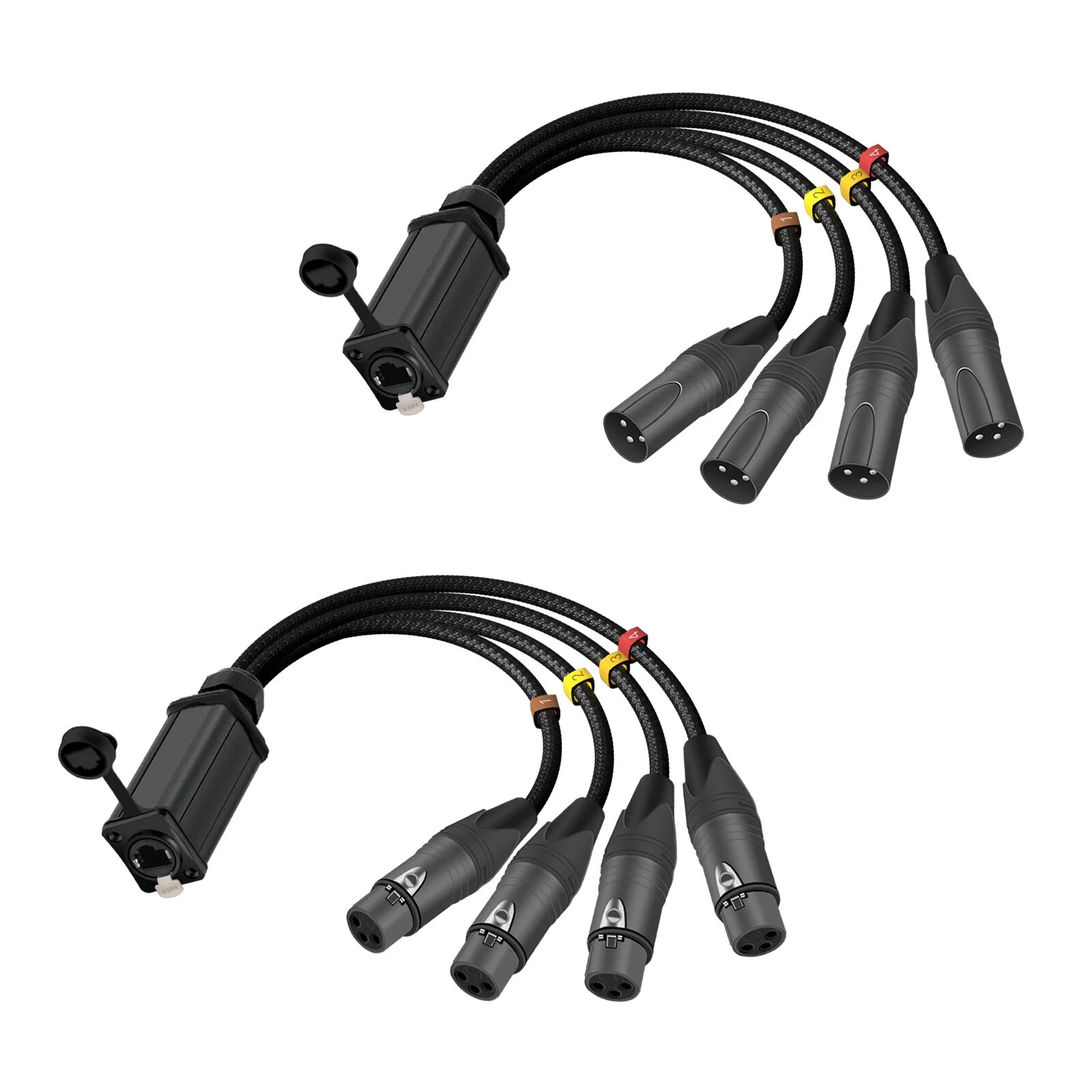 R 4-канальный XLR кабель Cat6 RJ45 220В 1.5M, D1001-BK-BK