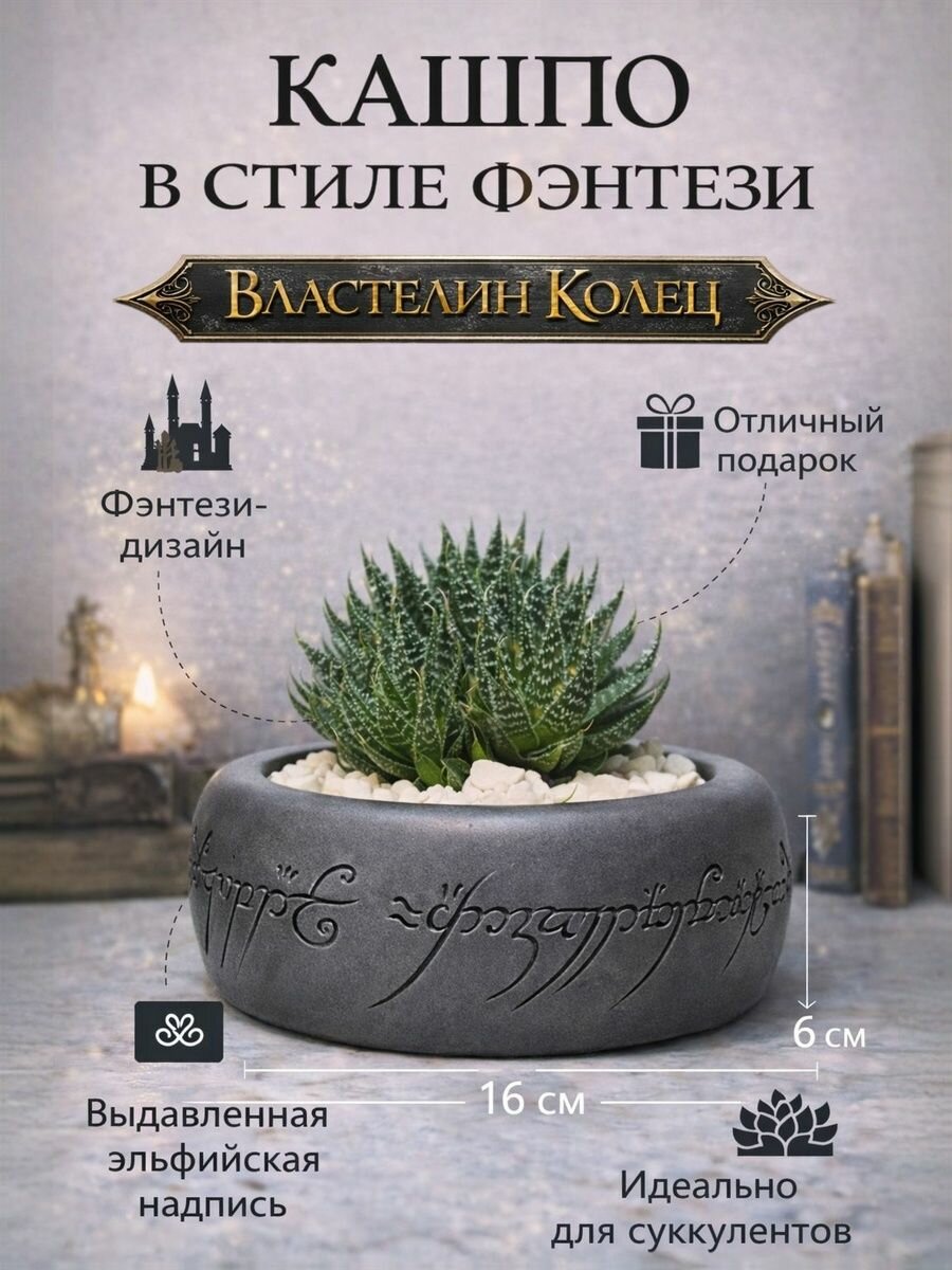 Дизайнерское бетонное кашпо и органайзер под растения, украшения, канцелярские мелочи рельефный узор