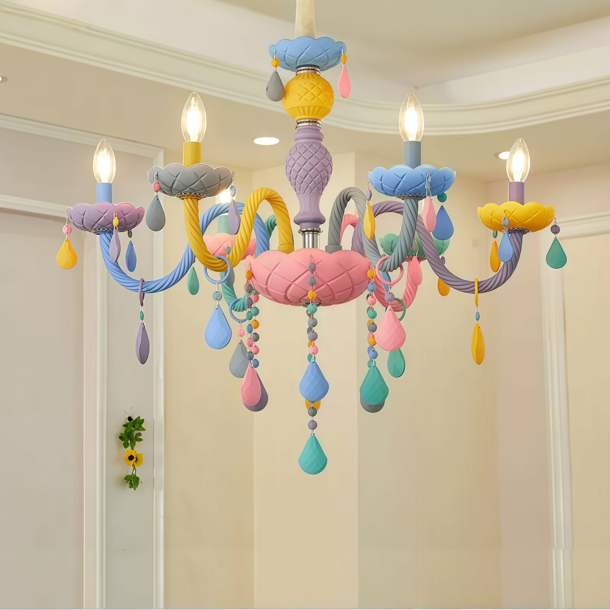 Люстра Clear Lighting "Rainbow", хрустальная, потолочная, детская комната，6 голов