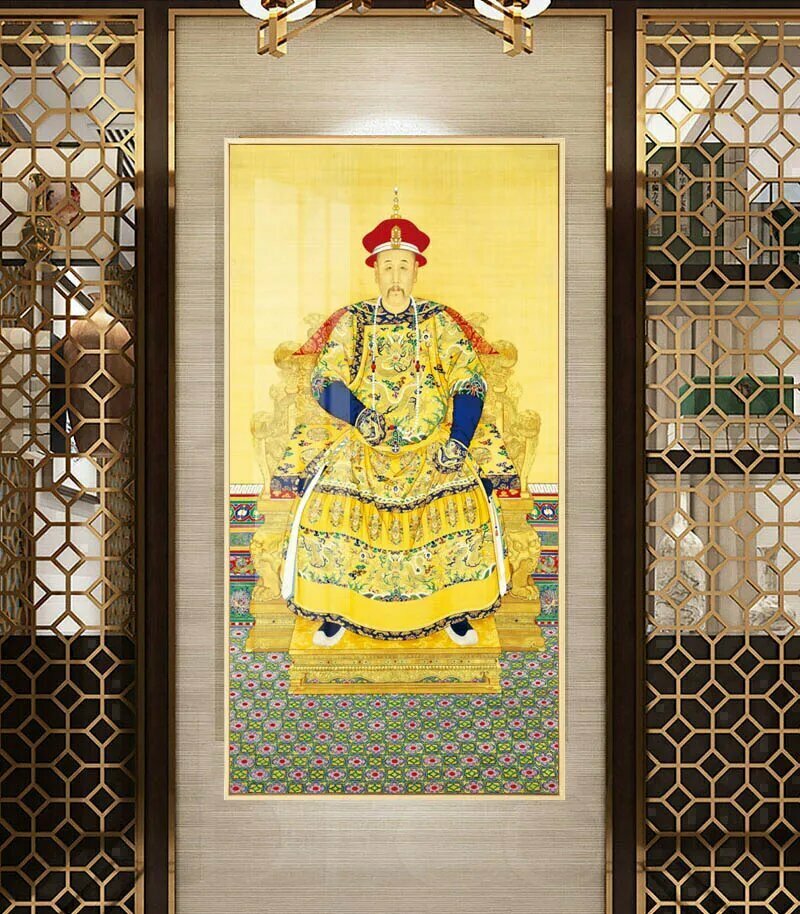 Картина на холсте "Император и Императрица", Giuseppe Castiglione Розовый, 70x140cm No Frame