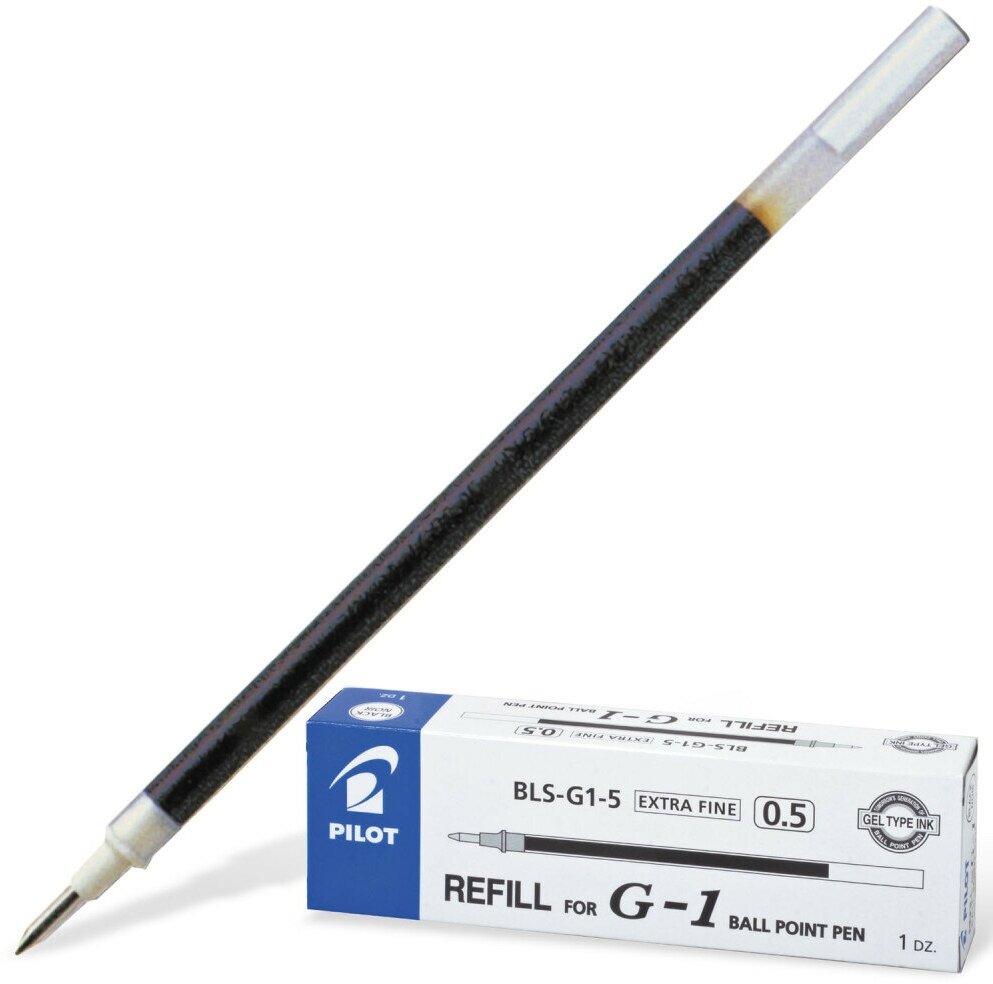 Стержень гелевый PILOT, 128 мм, черный, узел 0,5 мм, линия письма 0,3 мм, BLS-G1-5, 1 шт