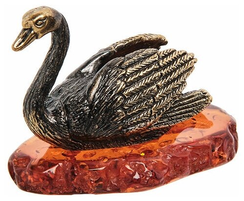 Фигурка Лебедь черный (латунь, янтарь) AM-1240 113-704541