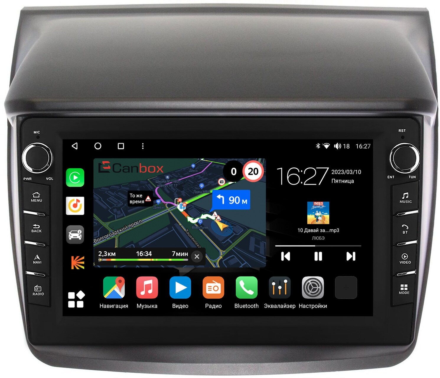 Штатная магнитола Canbox M-Line 7831-9057 Mitsubishi L200 4, Pajero Sport 2 2008-2016 Android 10 (4G-SIM, 2/32, DSP, IPS) С крутилками