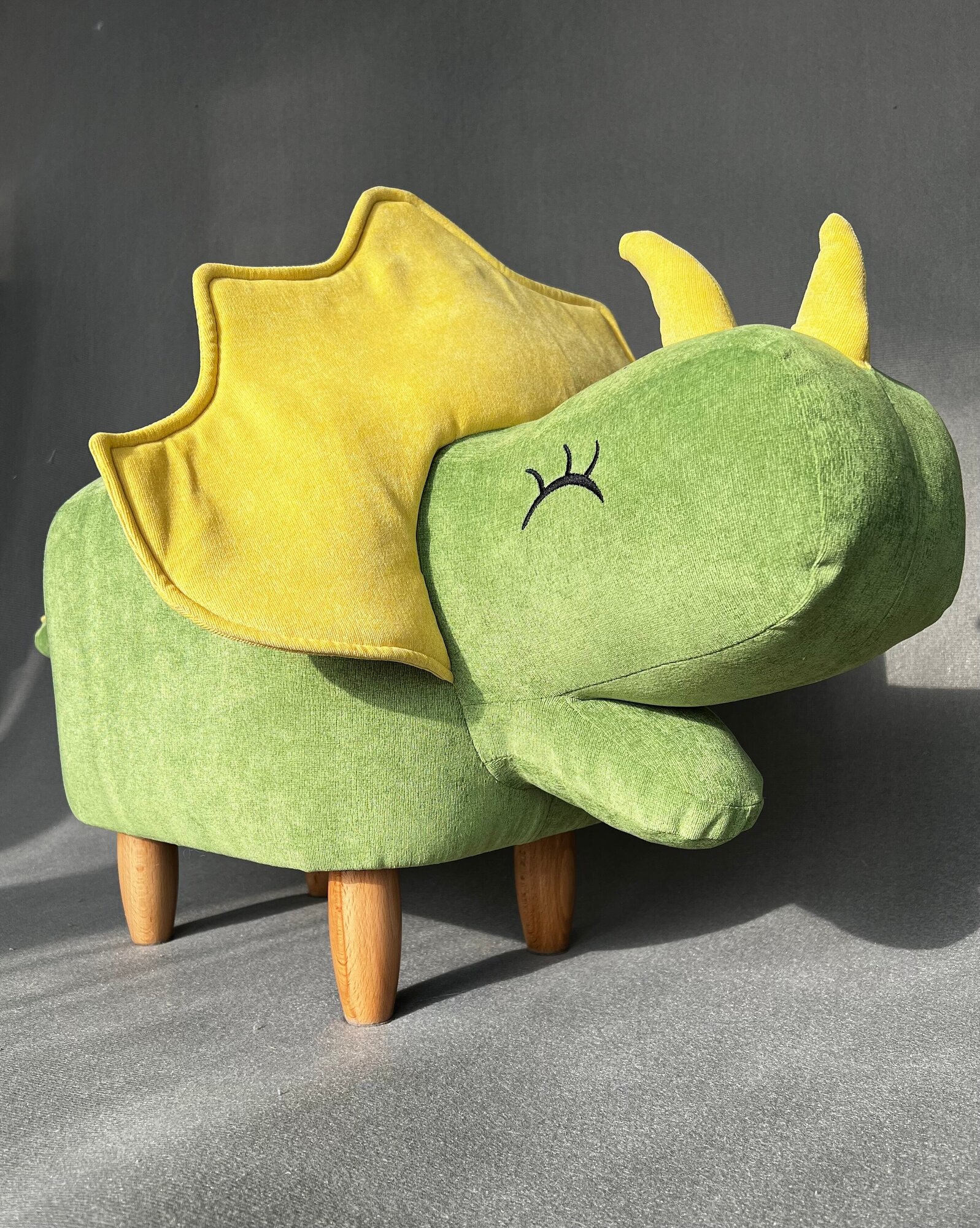 Пуф Посидушка "Дино ДИ", вельветовая обивка, цвет зеленый, 60х40х80 см