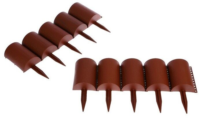 Ограждение декоративное, 24×100 см, 10 секций, пластик, коричневое, «Брёвнышко»