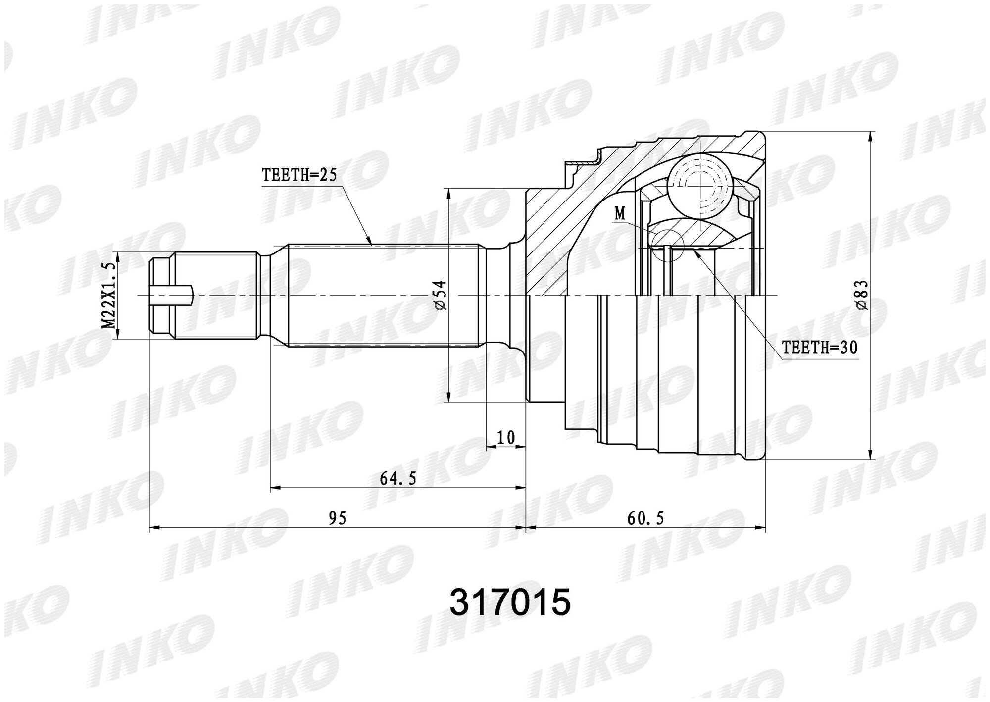 ШРУС внешний 25 30 перед INKO 317015
