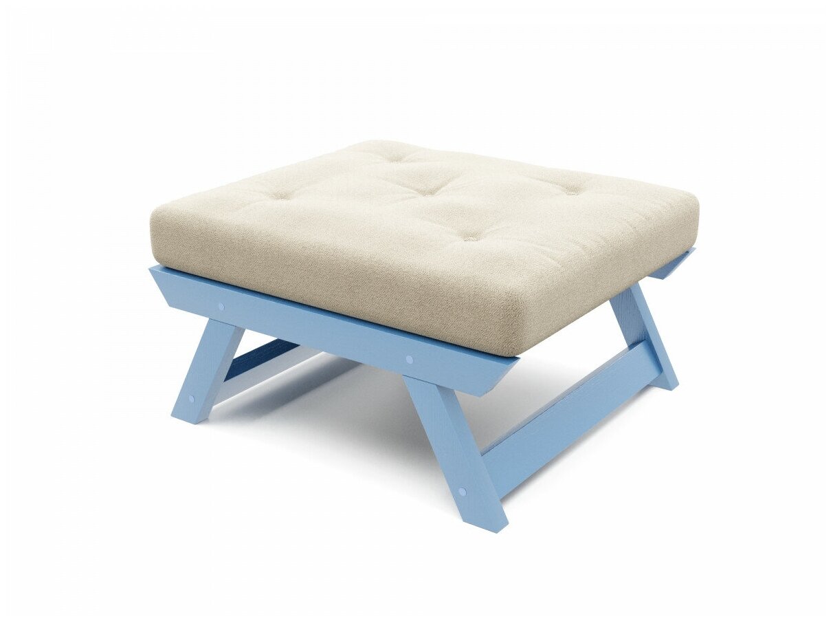 Квадратный мягкий пуф Soft Element Оден на ножках, в прихожую, пуфик для ног, рогожка, светло-бежевый, современный лофт