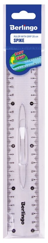 12 шт. Линейка 20см Berlingo "Spike", пластиковая, с держателем, прозрачная, европодвес