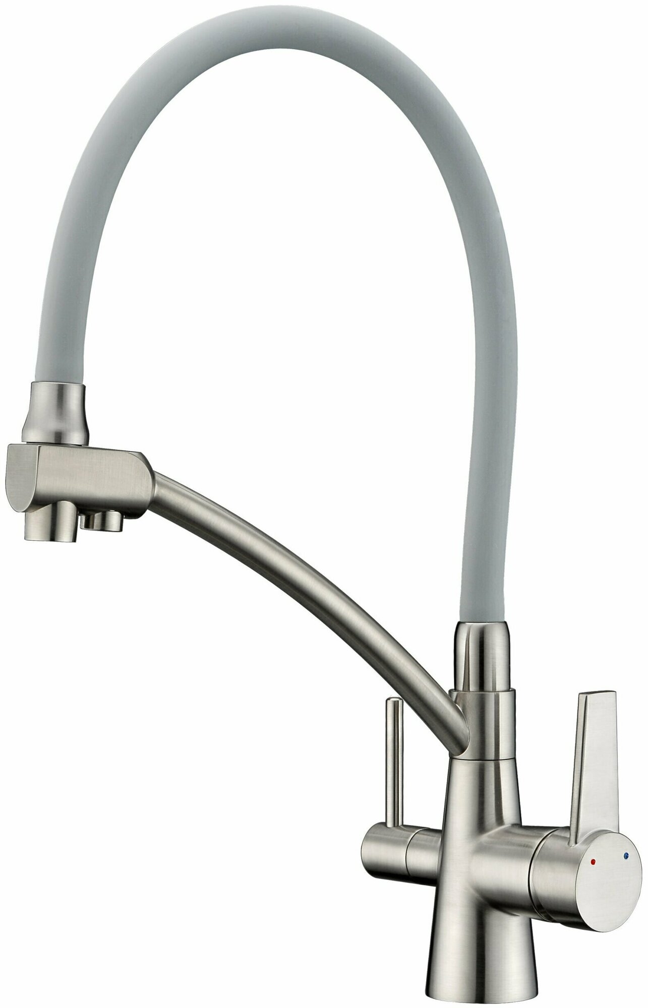 Смеситель для кухни (мойки) Gappo G4398 с подключением фильтра, сатин/серый