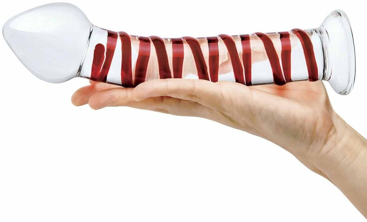 Восьмидюймовый фаллоимитатор с красной спиралью 8 in Mr. SWIRLY