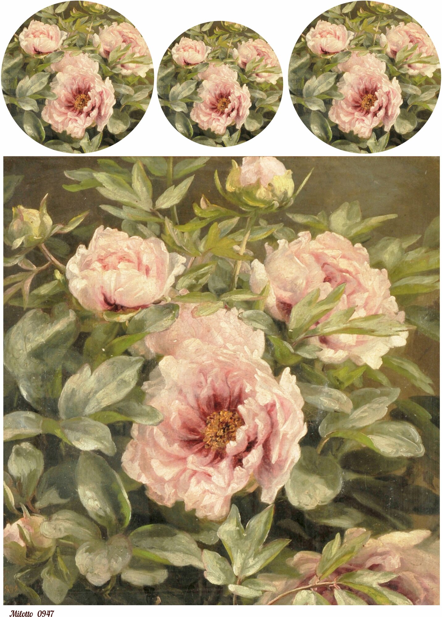 Декупажная карта А4 рисовая бумага тонкая цветы пионы