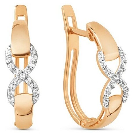 Серьги, красное золото, 585 проба, фианит