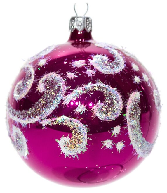 Стеклянный елочный шар Мечта 8 см фуксия, Фабрика Елочка, С2068-борд