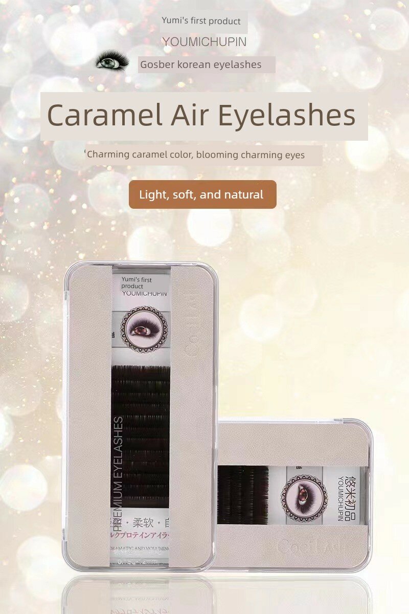 Yumi Caramel Flat Hair Lash - Толщина 0.15 мм, Длина 12 мм, Естественный младенческий изгиб для густого вуалевого