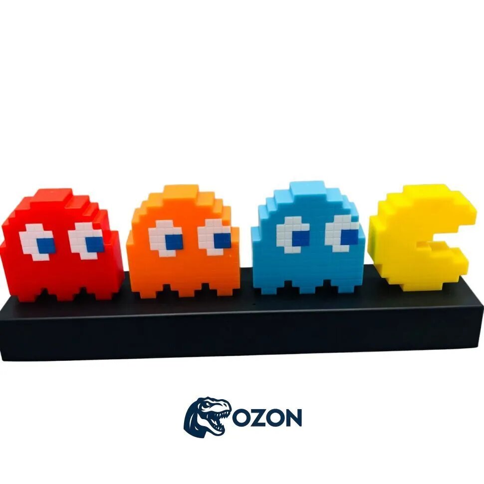 Настольная лампа набор из 4 штук Пакман Pac-Man светильники ночник ретро игра разноцветные — фото 1