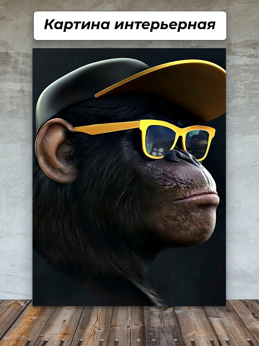 Картины для интерьера 20х30 Обезьяна в очках кепка