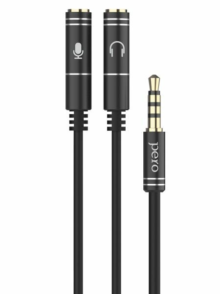 Переходник PERO AD08 Jack 3.5мм - 3.5мм 34см Black (Черный)