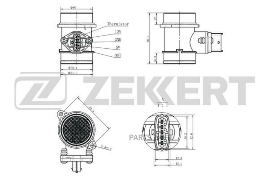 ZEKKERT se-1075 (2816422610) датчик массового расхода воздуха BMW (БМВ) 3 (e36) 92- 5 (e34 e39) 90-