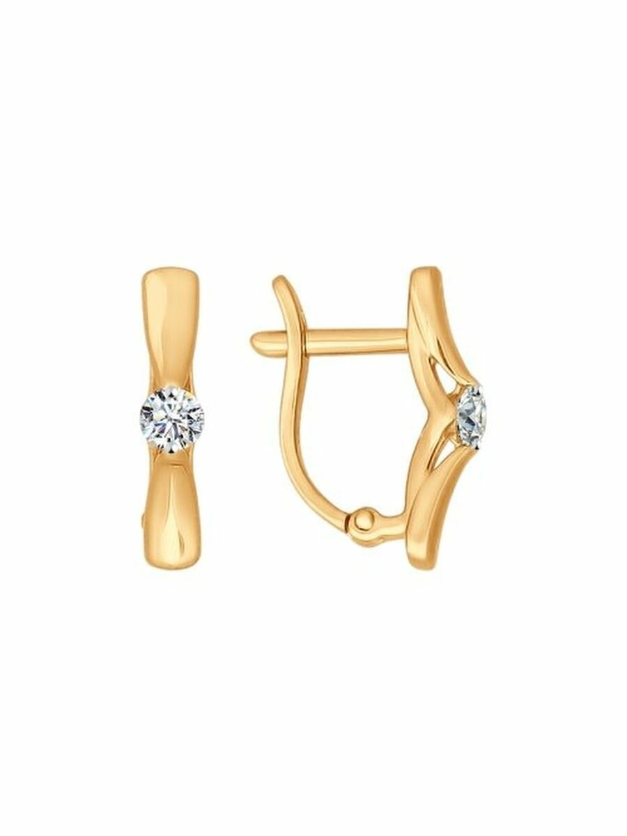 Серьги, красное золото, 585 проба, кристаллы Swarovski