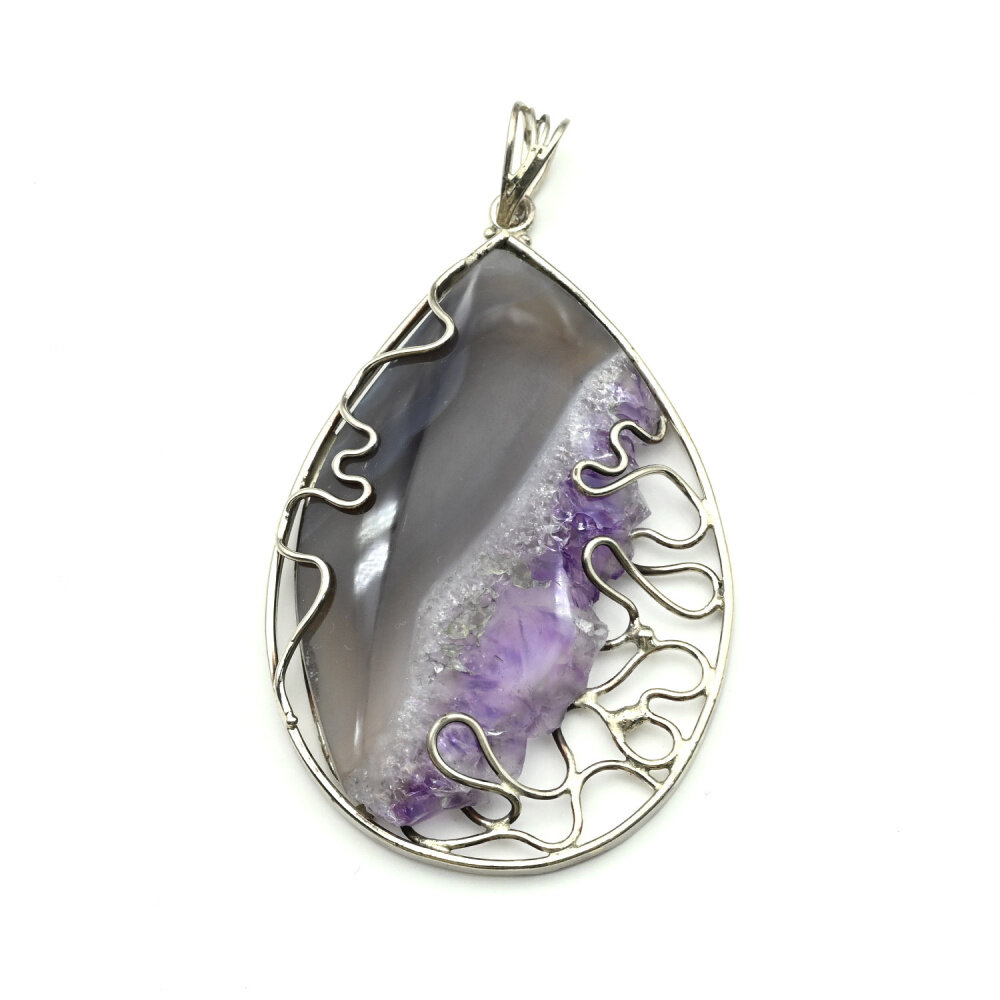 Подвеска, аметист, агат